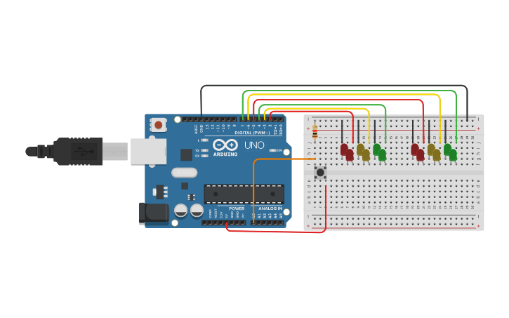 Circuit design Traffic Light | Tinkercad