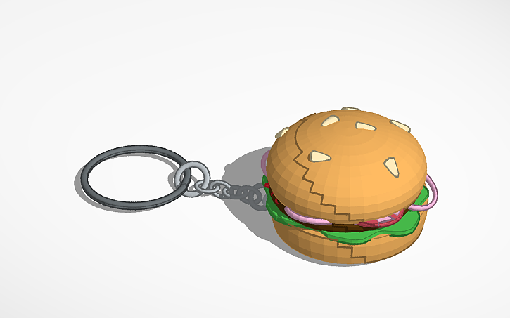 3D design Hamburger Keychain - Tinkercad