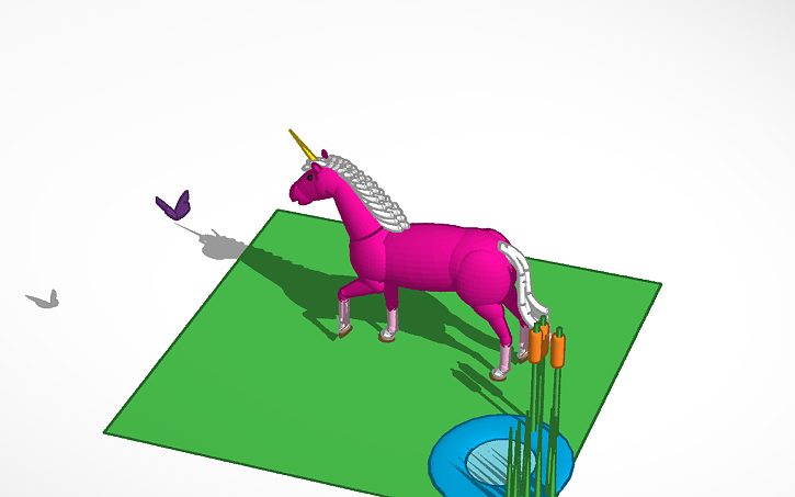 3D design cute pink unicorn - Tinkercad