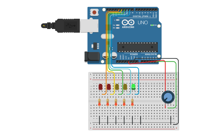 Circuit design Ejemplo lectura de pin analógico - Tinkercad
