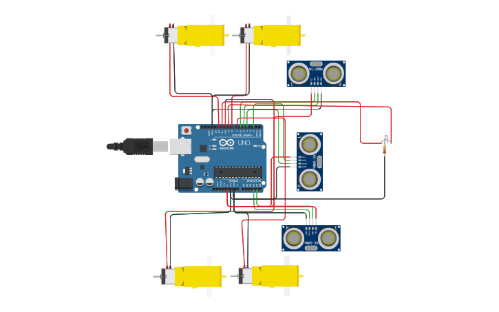 Circuit design robot ultrasonic - Tinkercad