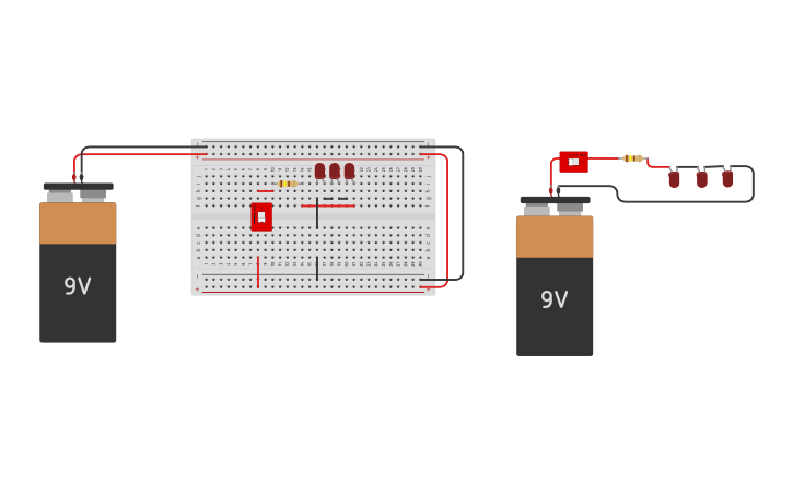 Circuit design LED Series Circuit (+Breadboard copy) | Tinkercad
