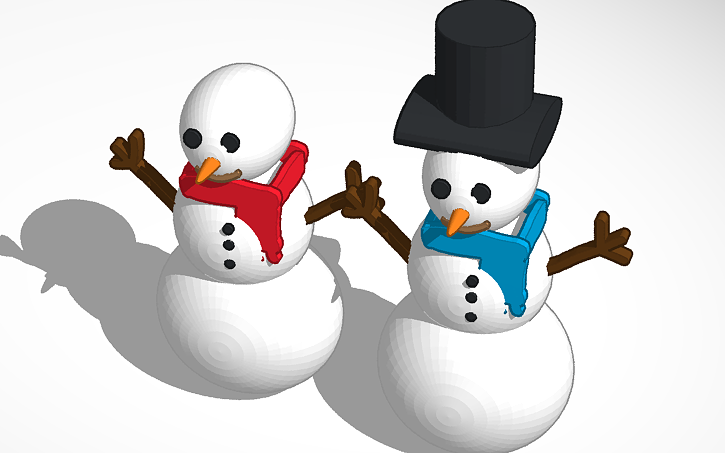 3D design Snowman and Snow Woman - Tinkercad