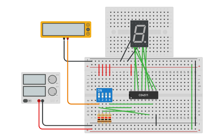 Circuit design 1 DIGIT - Tinkercad