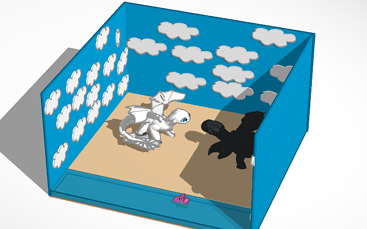 3D design Toothless finally approaches LightFury - Tinkercad