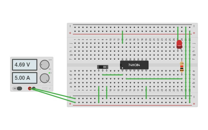 Circuit design NOT GATE - Tinkercad