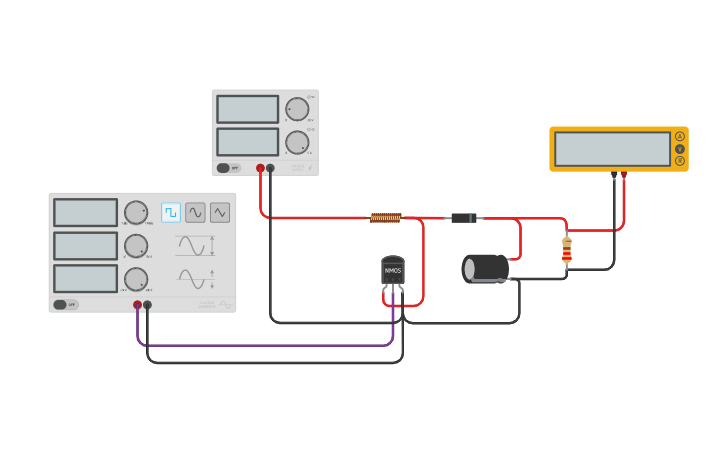 Circuit design Step-up converter - Tinkercad