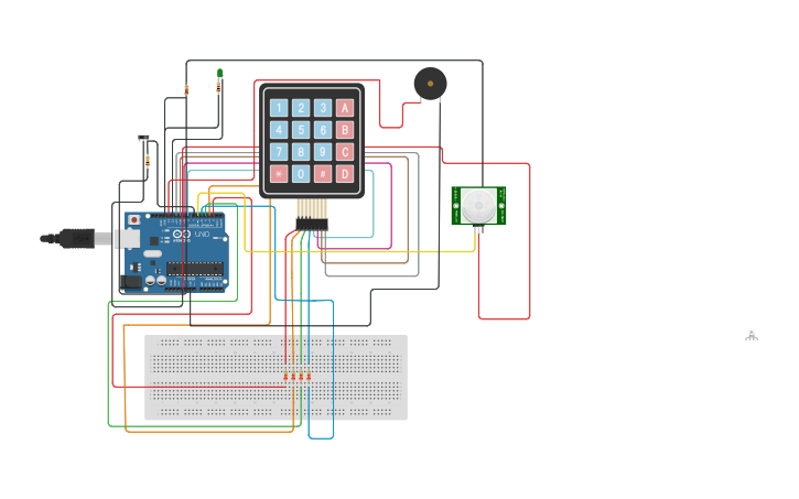 Circuit design Alerte Intrusion Projet Habitat | Tinkercad