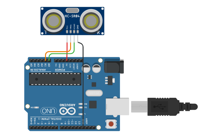 Circuit design Sensor HC-SR04 - Tinkercad