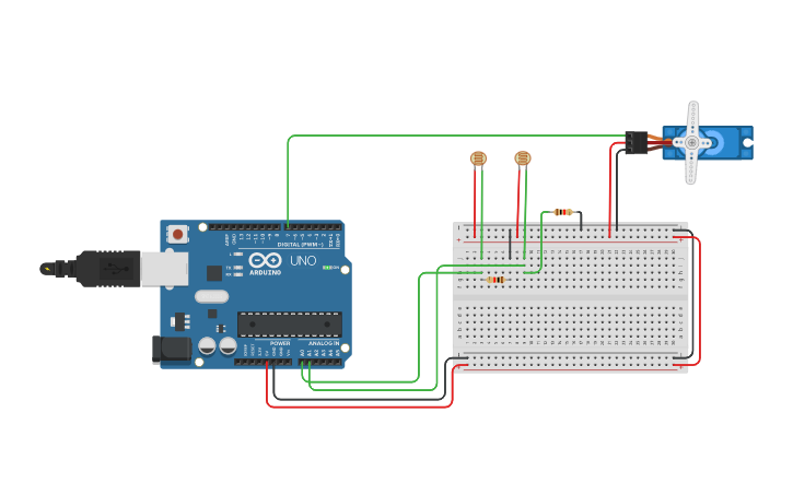Circuit design Solar Sun Tracker - Tinkercad