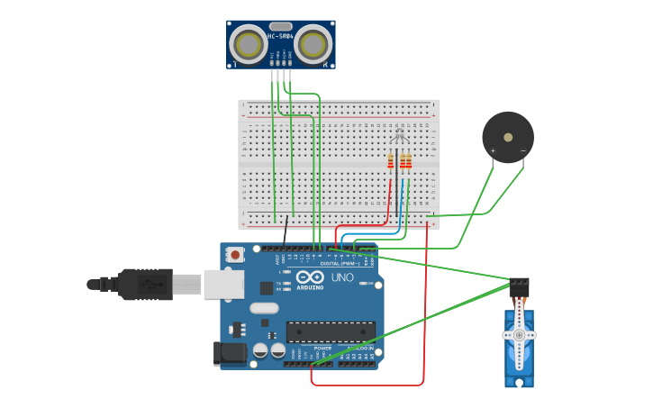 Circuit design 超声波 - Tinkercad