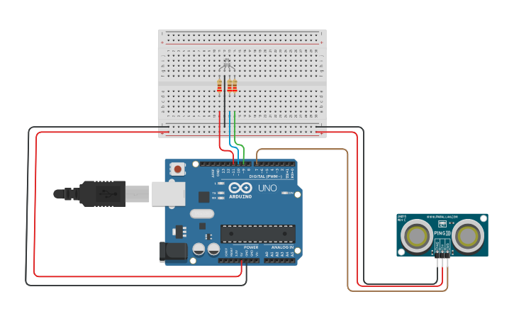 Circuit design Ultrasonic Distance Sensor RGB LED_MAHMUD - Tinkercad