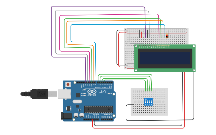 Circuit design LCD Water Level Indicator - Tinkercad
