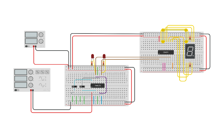 Circuit design asynchronous up counter - Tinkercad