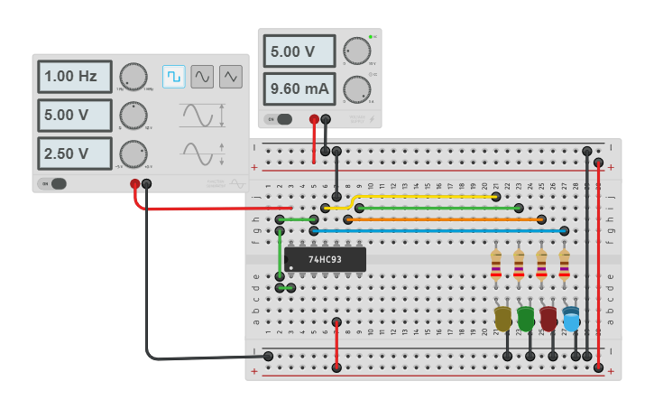Circuit design Counter 7493 | Tinkercad Circuit design Counter 7493 | Tinkercad