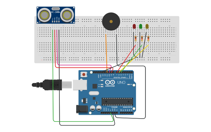 Circuit design programming of ultrasonic sensor w led and piezoelectric ...