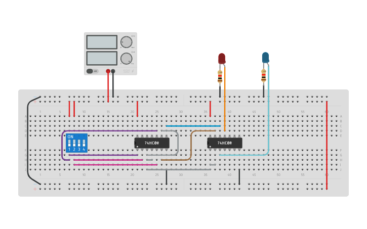 Circuit design half adder using nand gates only | Tinkercad