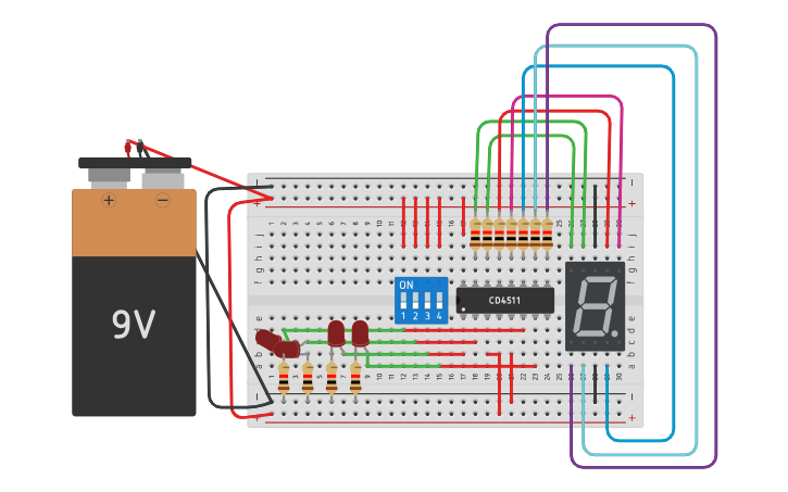Circuit design 7 segment Circuit - Tinkercad