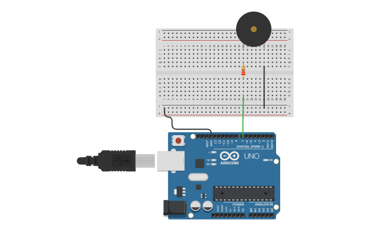 Circuit design Despacito con buzzer - Tinkercad