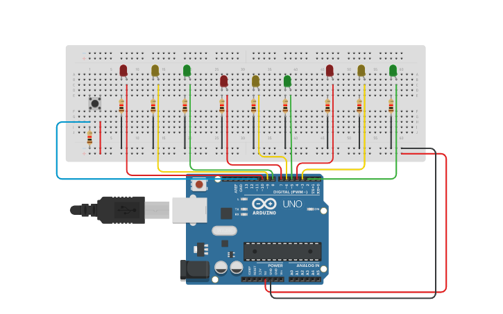 Circuit design Traffic Light - Tinkercad