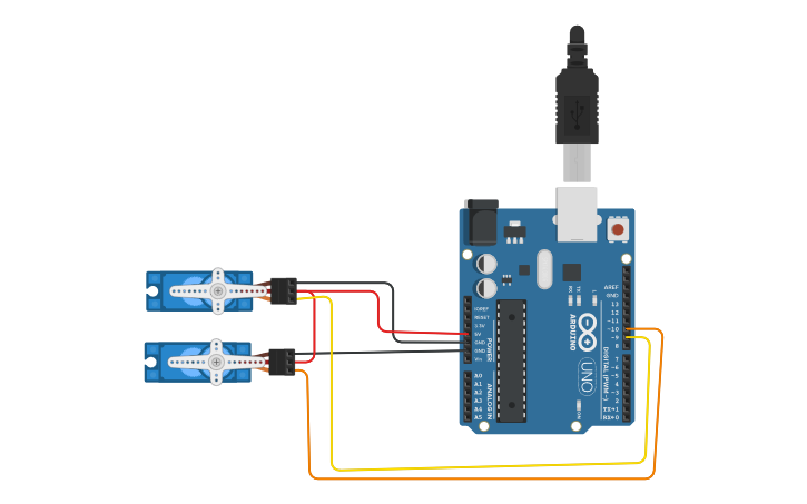 Circuit Design Arduino With 2 Servos Tropopoihsh Drast6 Tinkercad