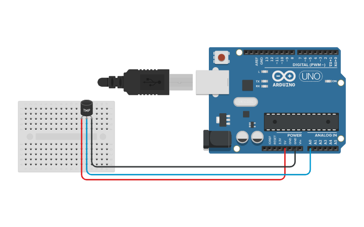 Circuit Design Temperature Sensor Tinkercad