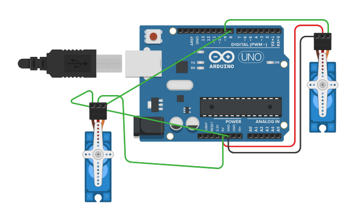 Circuit design Servo Motor - Tinkercad