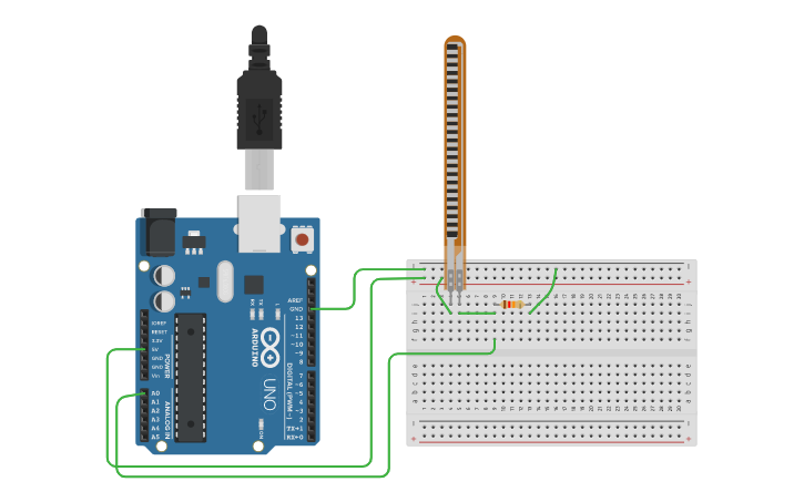 Circuit design 6. hafta 2022 Flex sensör okuma - Tinkercad