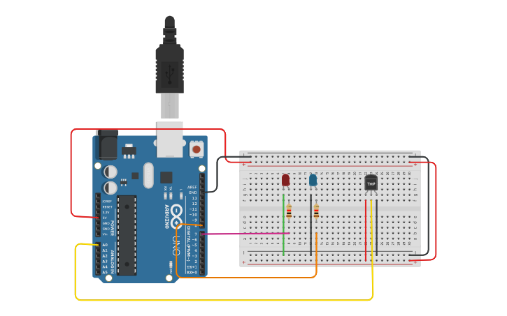 Circuit design Sensor Suhu - Tinkercad