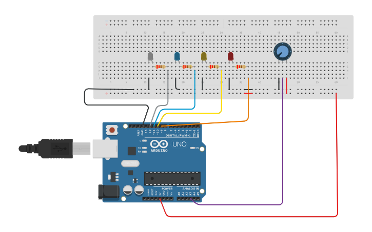 Circuit design Entradas Analógicas - Tinkercad