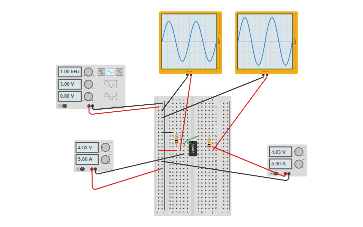 Circuit design NON-INVERTING AMPLIFIER | Tinkercad