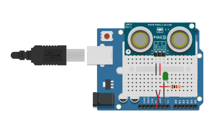 Circuit design ULATRASONIC DISTANCE SENSOR - Tinkercad