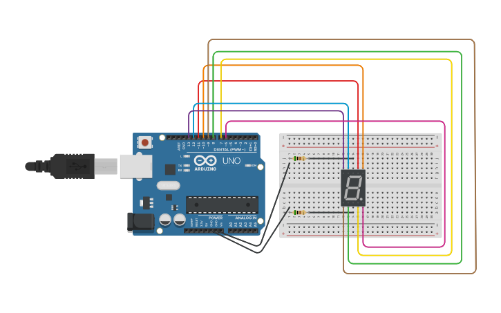 Circuit design 14th project (7 Segment Display with Arduino) - Tinkercad