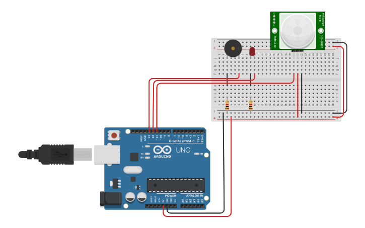 Circuit Design Motion Detector Tinkercad