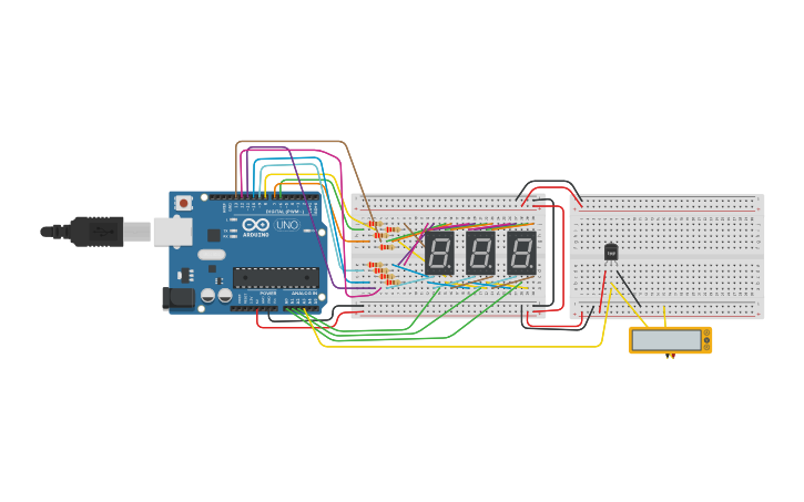 Circuit design Sette segmenti - Tinkercad