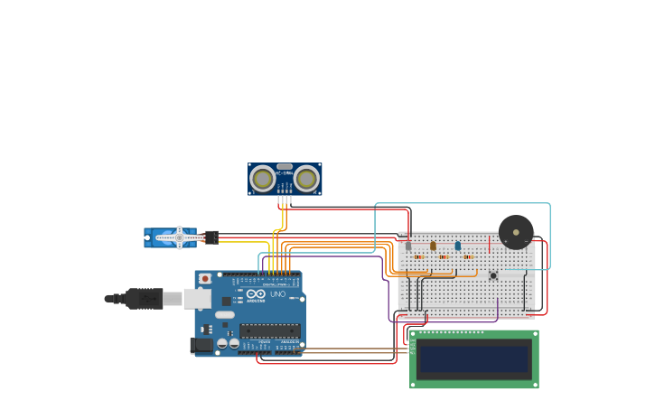 Circuit design Sistem Pagar Parkir - Tinkercad