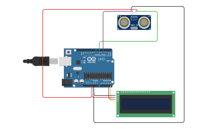Circuit design Ultrasonic Sensor Signal Print - Tinkercad