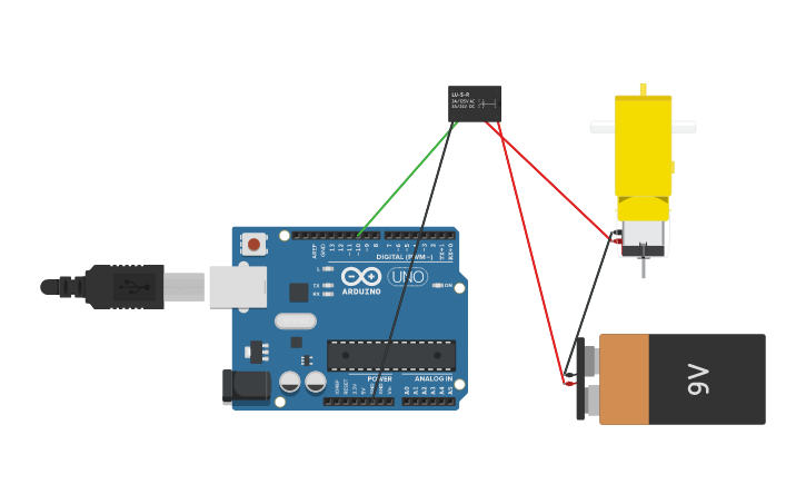 Circuit Design Motar With Relay Tinkercad