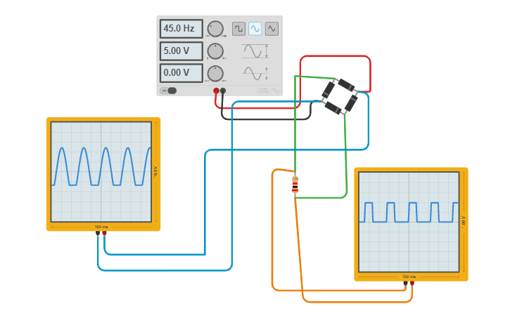 Circuit design Full wave Beidge Rectifier - Tinkercad