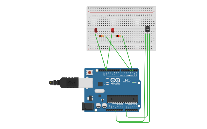 Circuit design Temp sensor - Tinkercad
