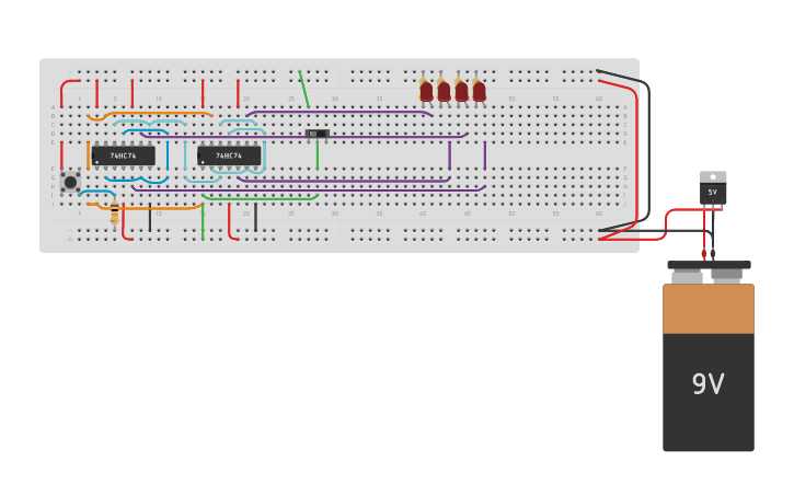 Circuit design counter 4 bit - Tinkercad