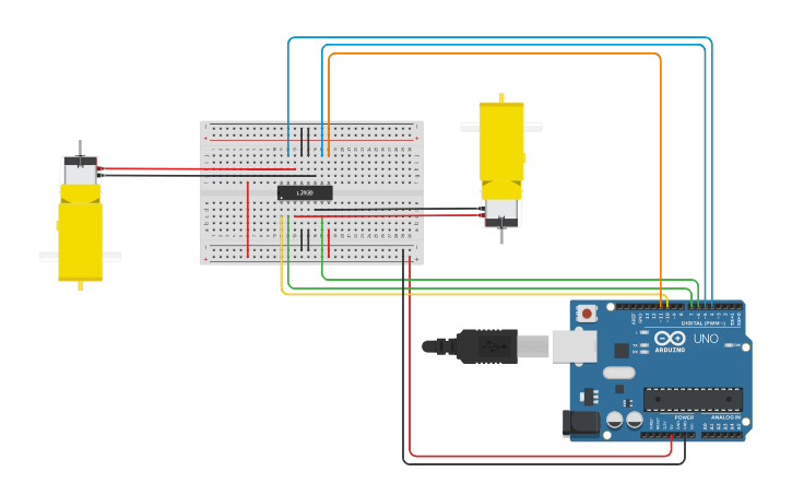 Circuit design Complete the code to change direction - Tinkercad