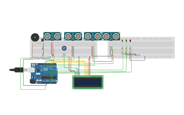 Circuit design car parking - Tinkercad