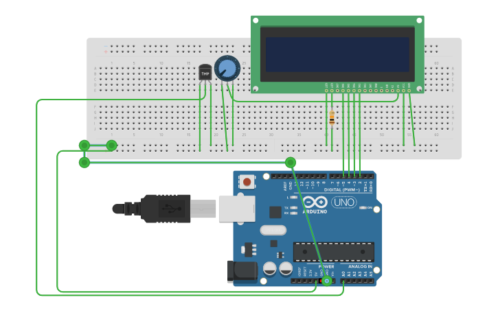Circuit design sensore temperatura - Tinkercad