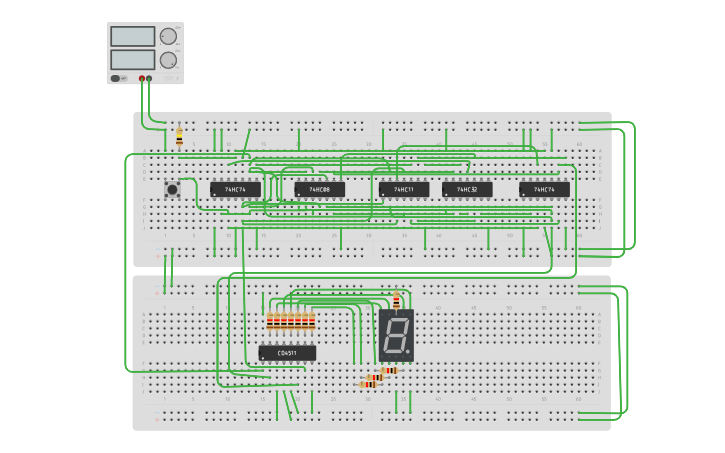 Circuit design BCD Counter DFF | Tinkercad