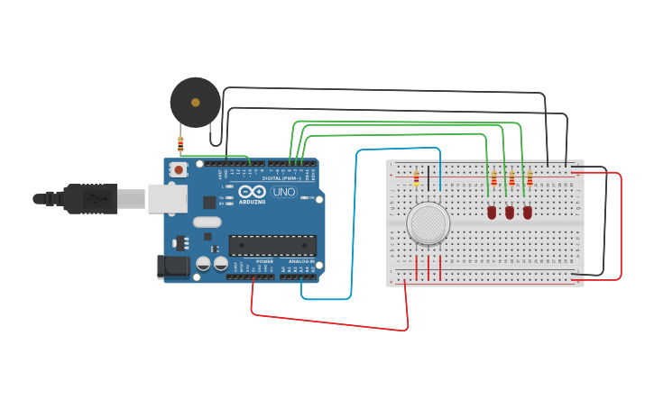 Circuit design Fire Alarm | Tinkercad