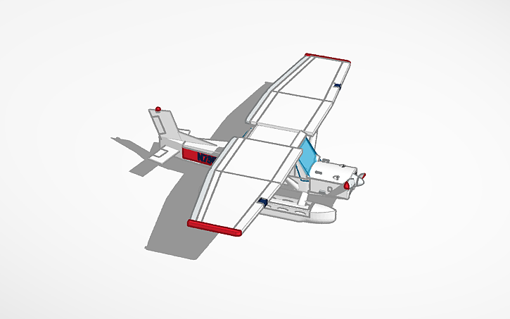 3D design Cessna 172 Skyhawk pontoon plane - Tinkercad