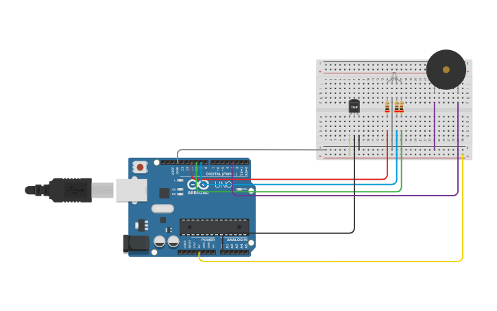 Circuit design Sensor de temperatura led RGB - Tinkercad