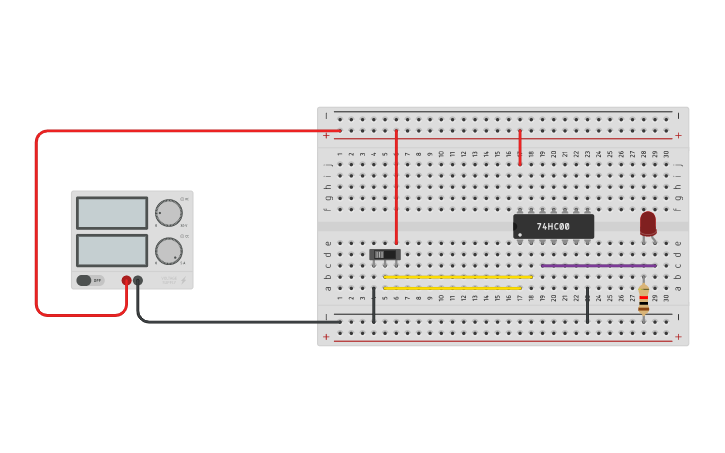 Circuit design NOT gate using NAND gate | Tinkercad