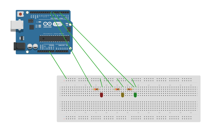 Circuit design traffic light - Tinkercad Circuit design traffic light - Tinkercad